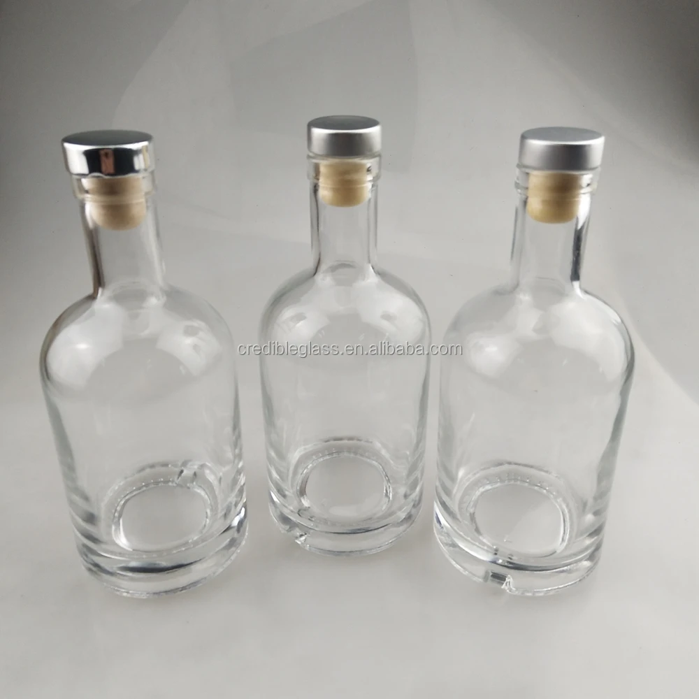 375ml Round Shape Clear Spirit Glass Bottle for Alcohol
