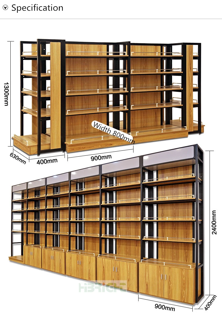 The Wooden Retail Store Rack Supermarket Shelf Wood Gondola Shelving ...