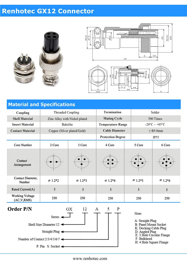 GX12 3pin Aviation Docking Type Connectors - Reliable & Durable