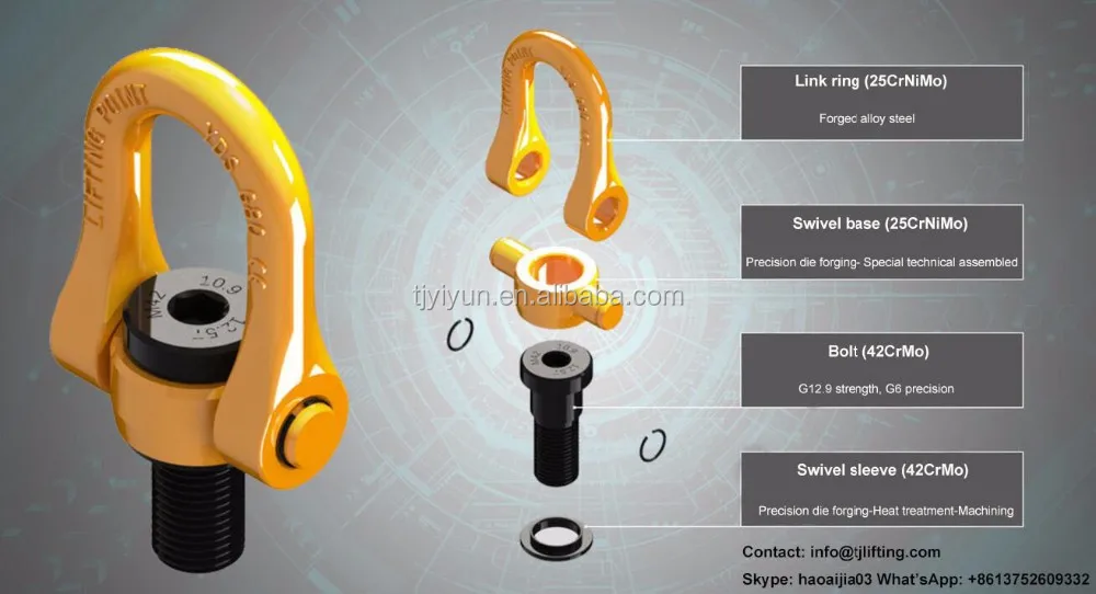 Yiyun YDS Metric Thread M8 Rotating Swivel Shackle for Lifting ...