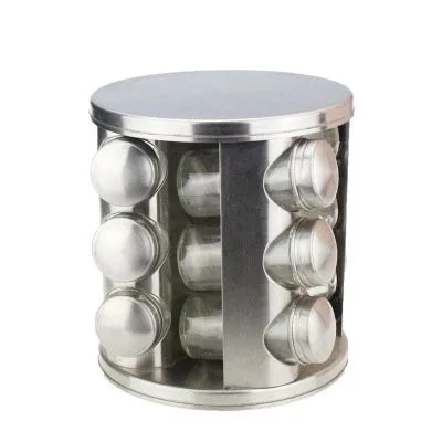 12 Piece Stainless Steel Rotating Spice Rack,Spice Containers And ...