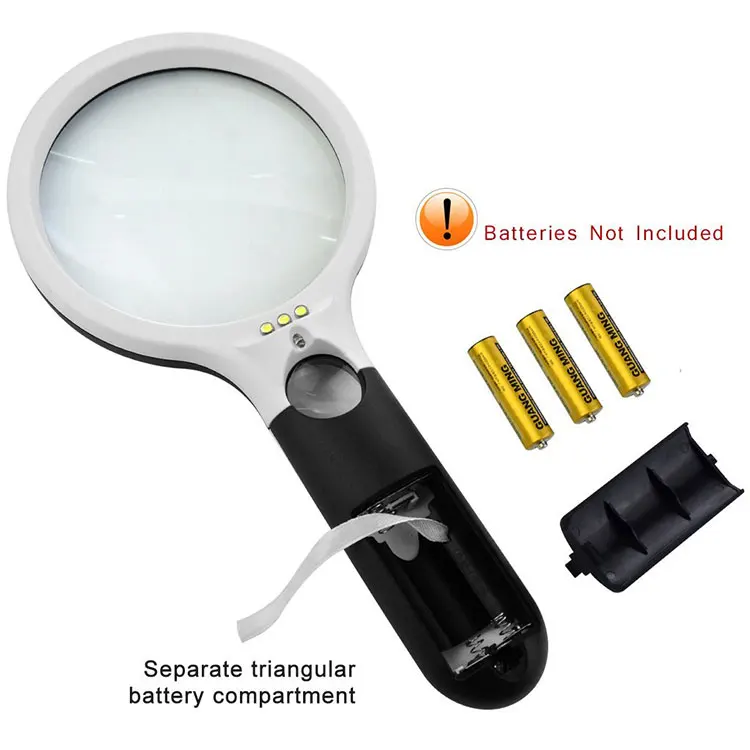 Large 4 LED Handheld Magnifying Glass with Light - 30X Lens
