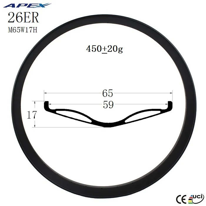 Wholesales 26ER 65mm Wide Bicycle Carbon Fat Bike Rims for Snow Bike ...