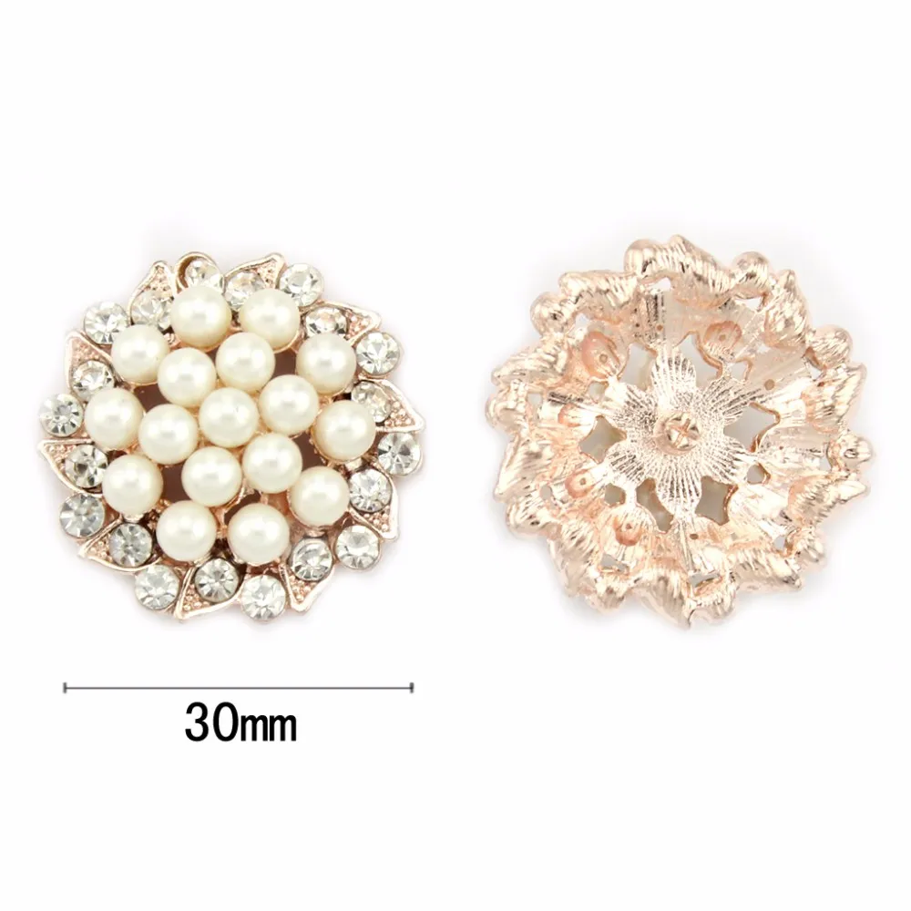 Graceful Alloy Rhinestone Button With Pearl For Accessories Clear With ...