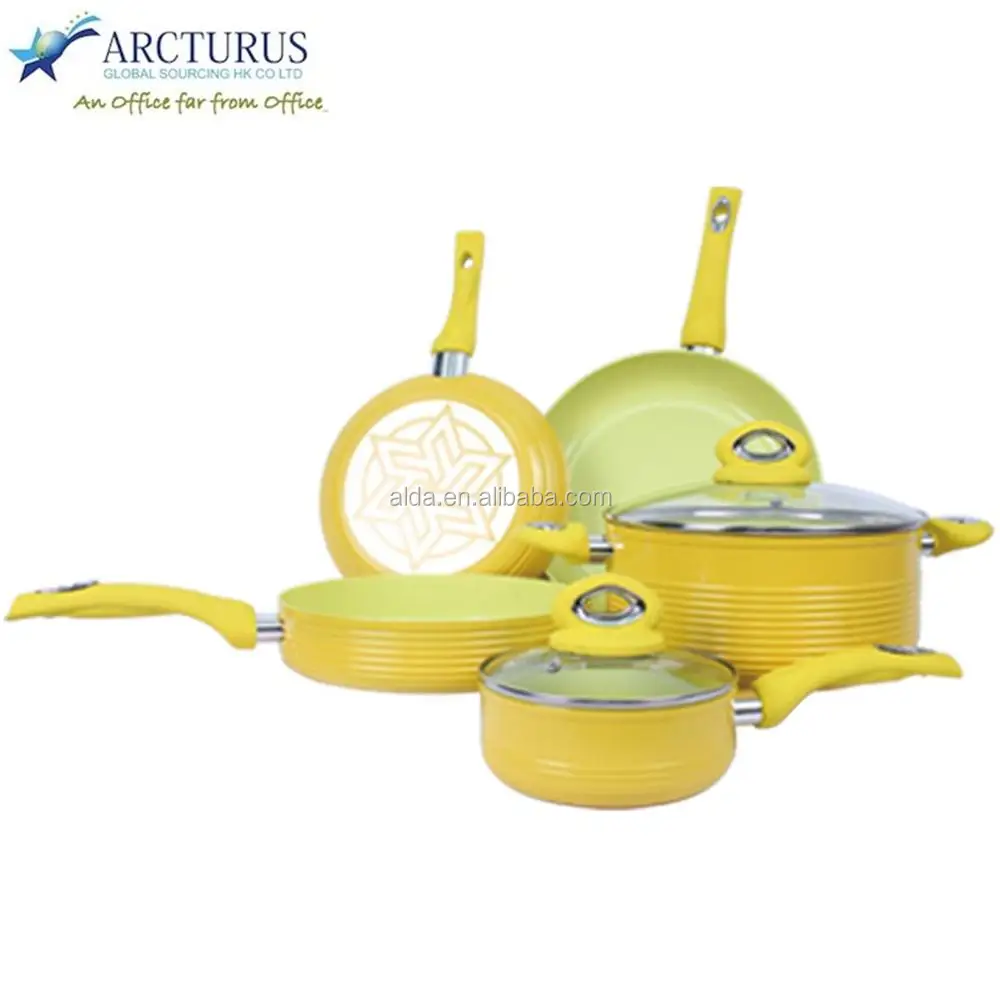 2019 Masterclass 8pcs Ceramic Coating Aluminum Forged Red Cookware Sets ...