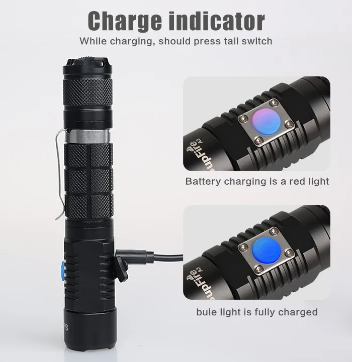 Usb 1100 Lumen Torch Led Emergency Torch Xml2 T6 Rechargeable 4.2v ...