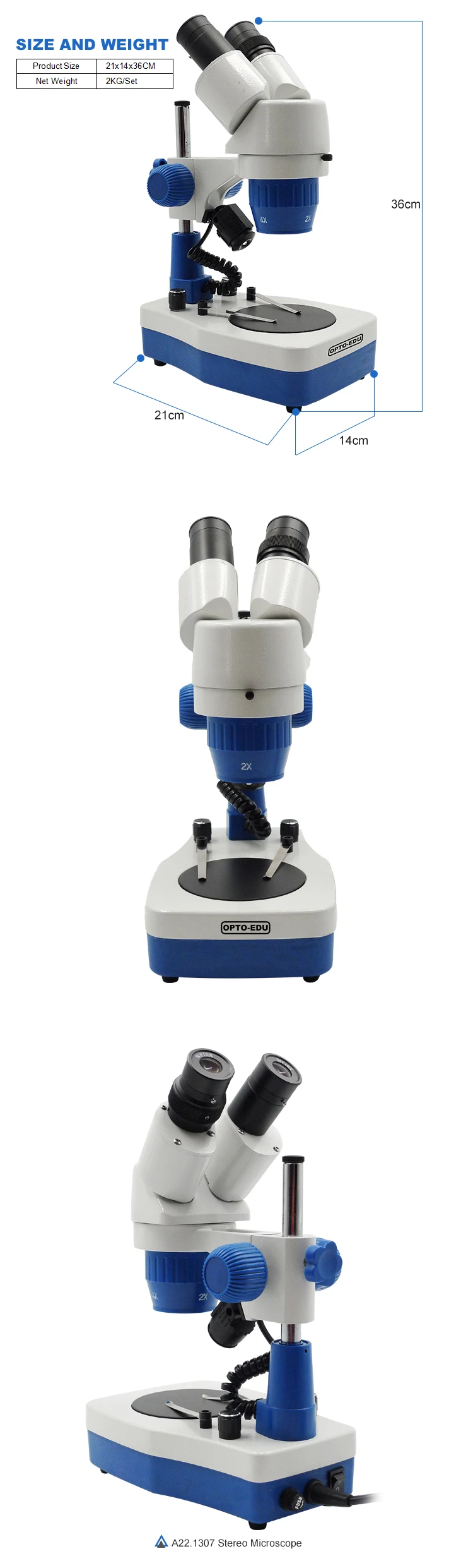 OPTO-EDU A22.1307 Portable Dissecting Binocular Stereo Microscope