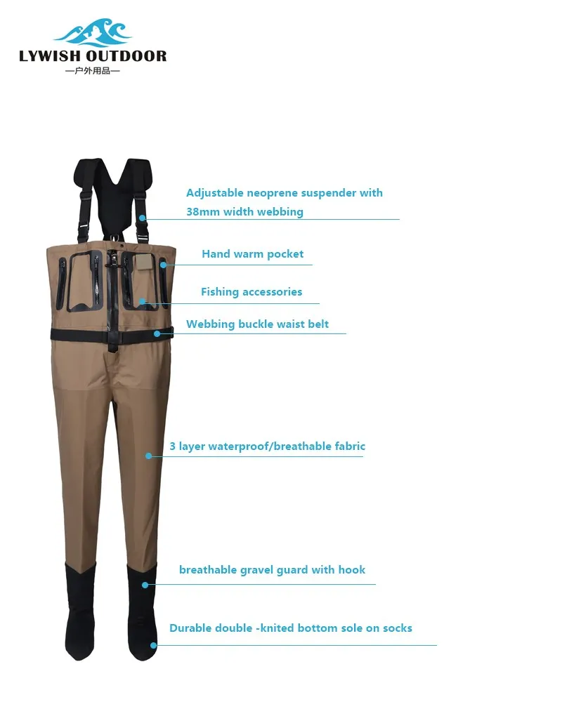 5 Layer Chest Breathable Fishing Suit Waterproof Wader - Buy Chest ...