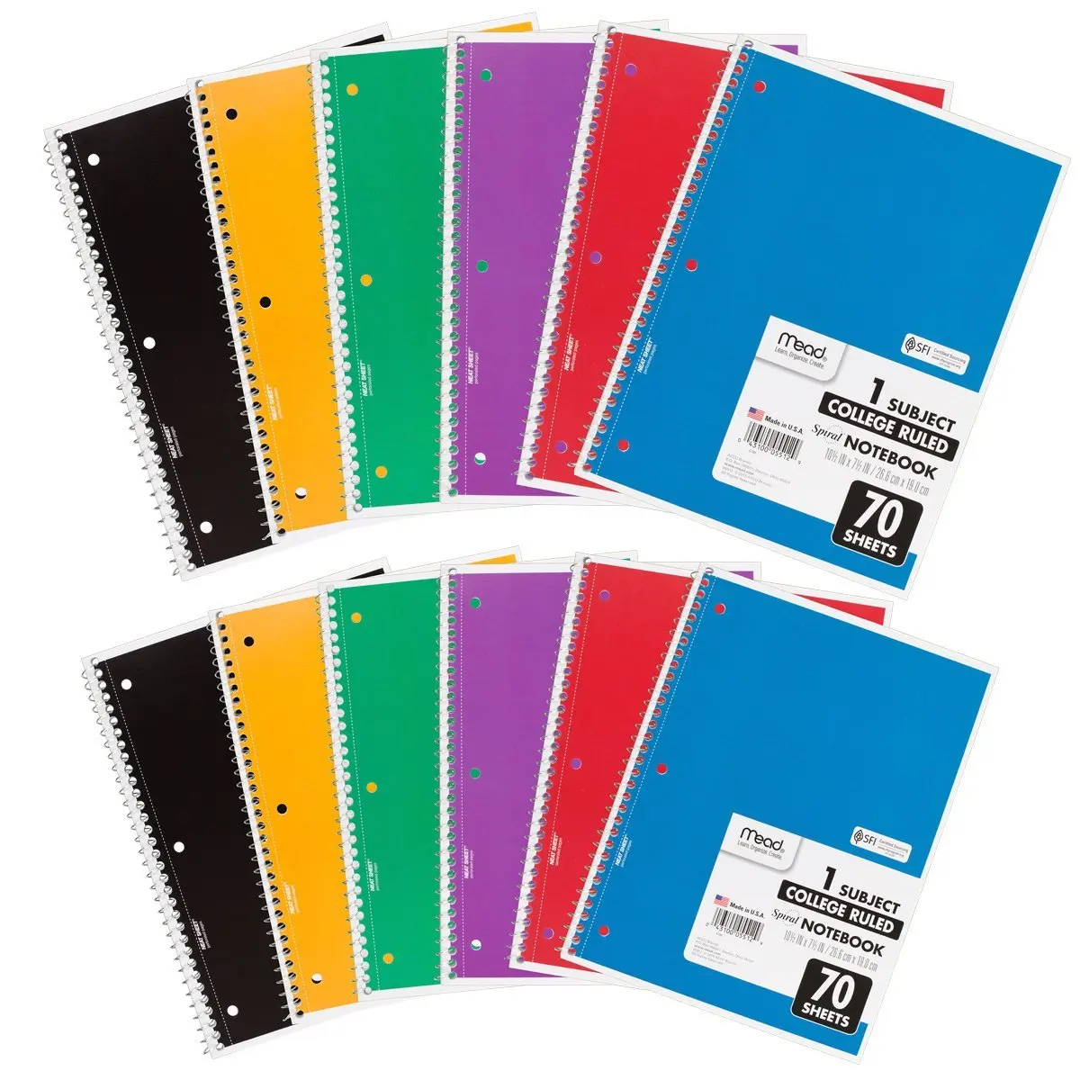 Buy Mead Spiral Notebooks College Ruled 70 Sheets Assorted Colors 