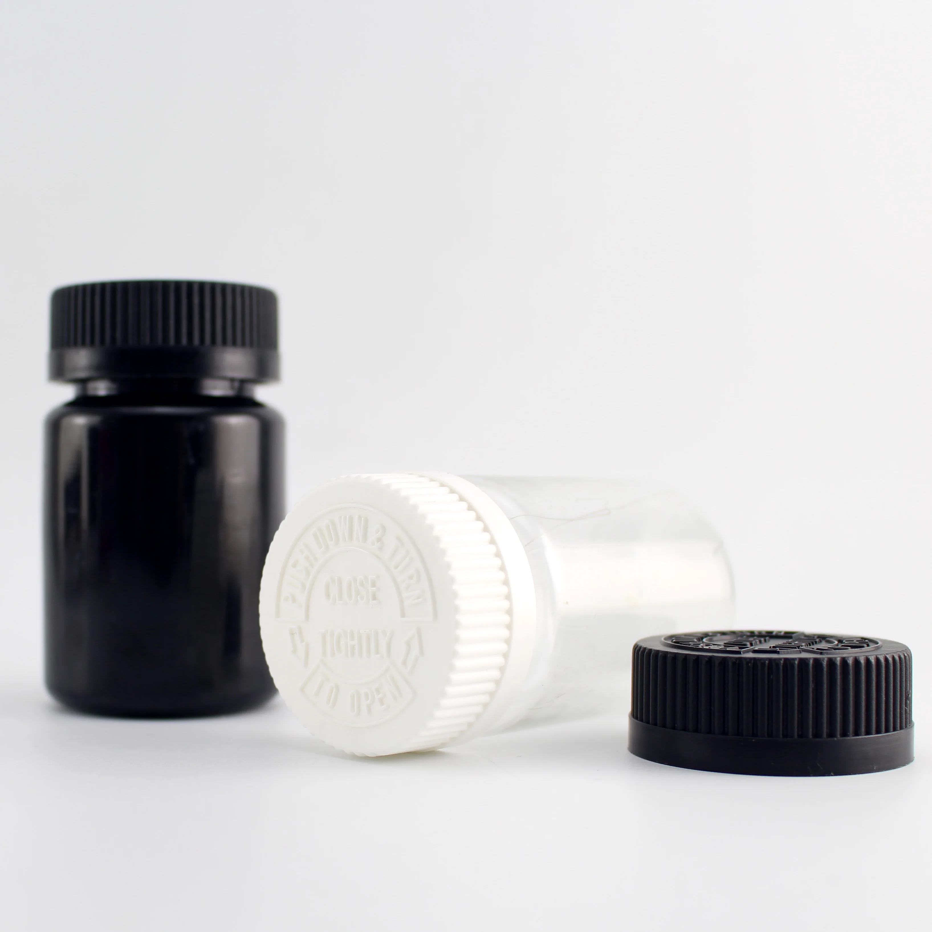 50ml 75ml 100ml Clear Black Color Pill Bottles With Childproof Cap 75ml ...