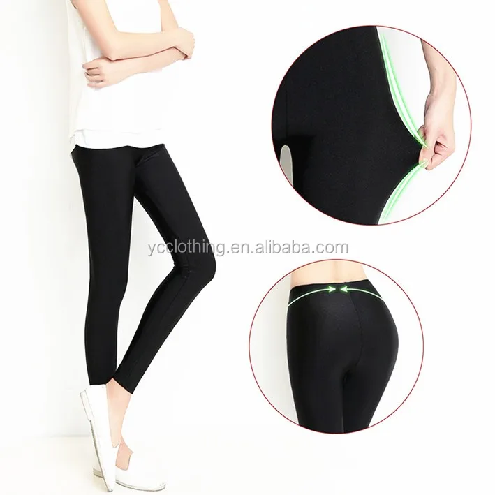 Fluorescence Color Shiny Leggings For Women Good Stretch Polyester ...
