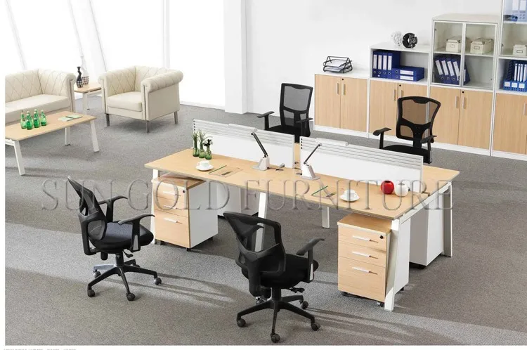 High End Modern Office Cubicles Workstation Modular 3 Person Desk With ...