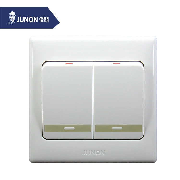 Junon Hot Selling High Quality Big Button With Fluorescent Light 2 Gang ...