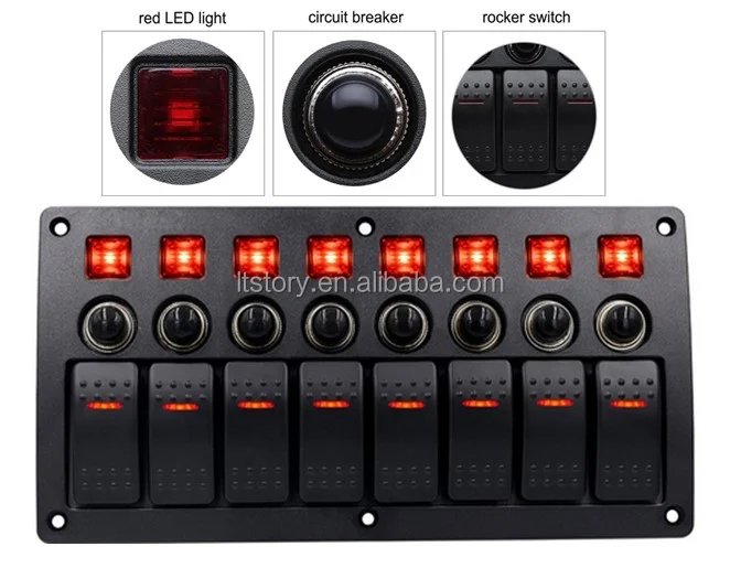 8 Gang Indicators Circuit Breaker Rocker Switch Panel - Buy 8 Gang ...