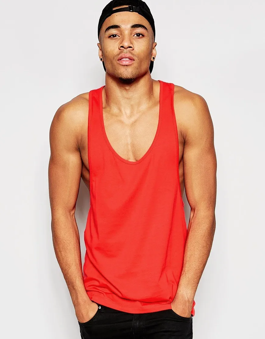 Custom Drop Armhole Tank Top Gym Wear Tank Top Wholesale Red Blank ...