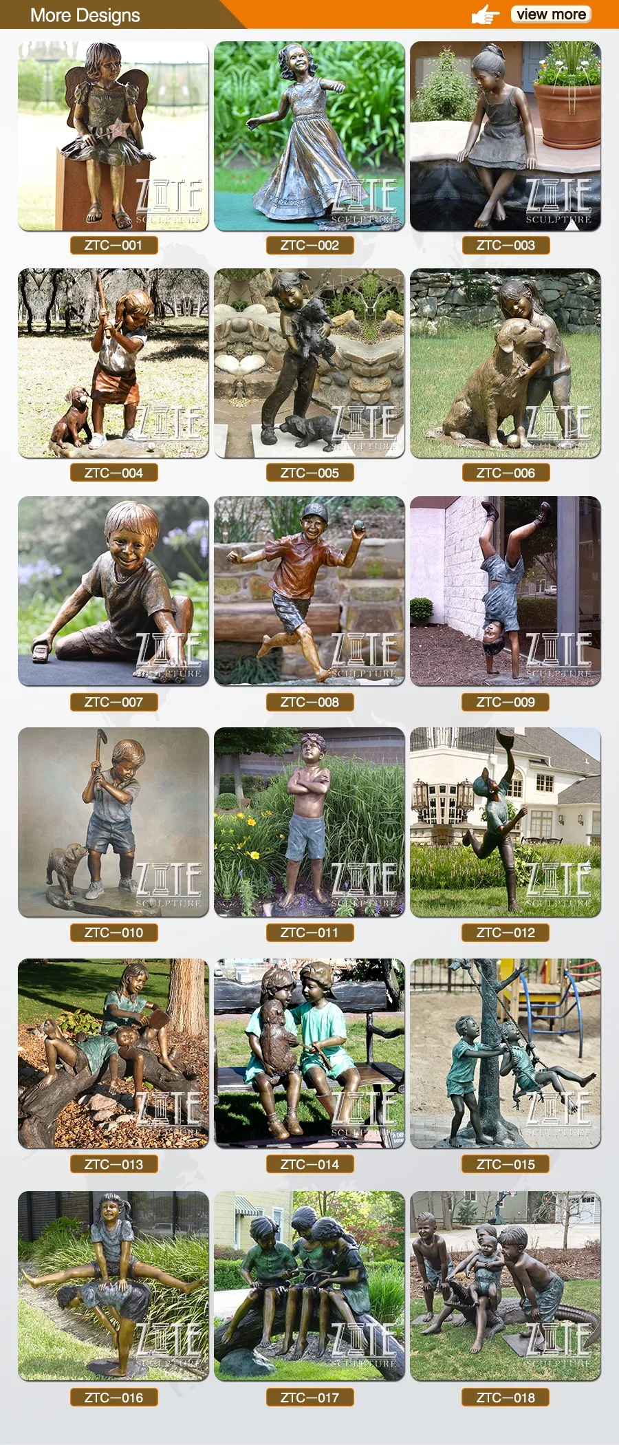 Large Outdoor Garden Copper Girl Sculpture Bronze Children Statues ...