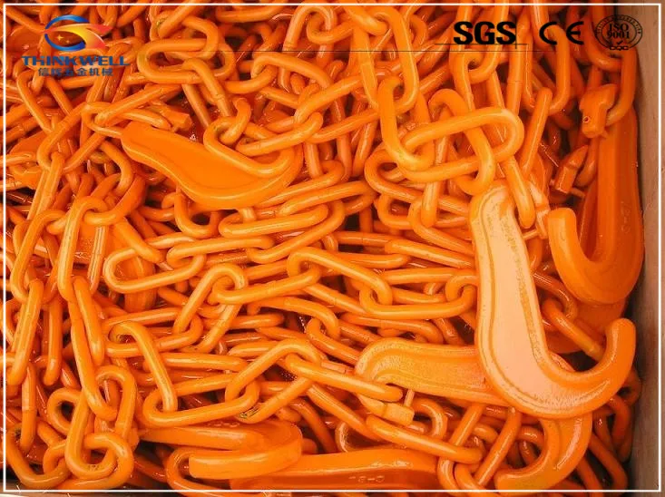 Colorful G80 Alloy Steel Marine Lashing Chain With C Hook For Container ...