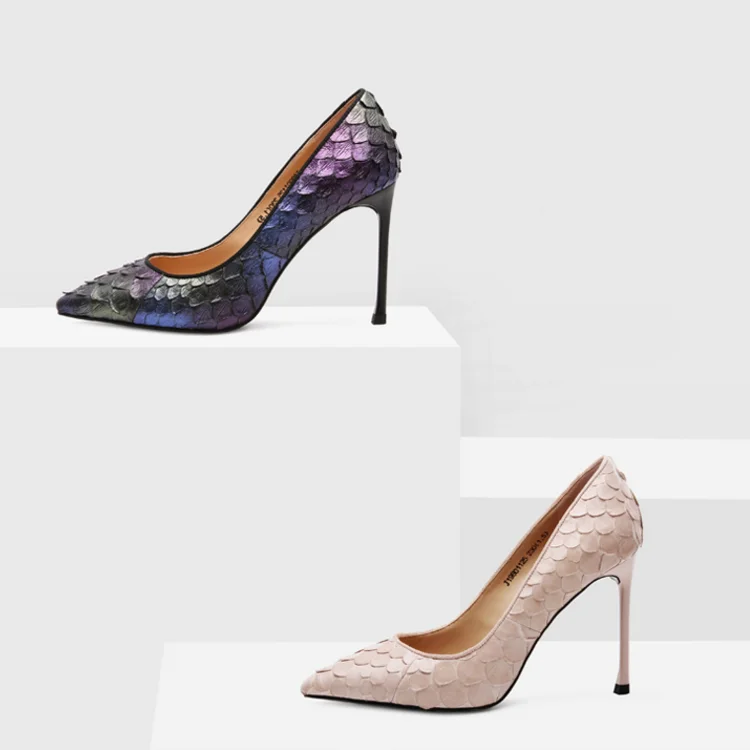 Women's Sexy Pump Heel Purple Snake Skin High Heel Shoes - Buy Snake ...