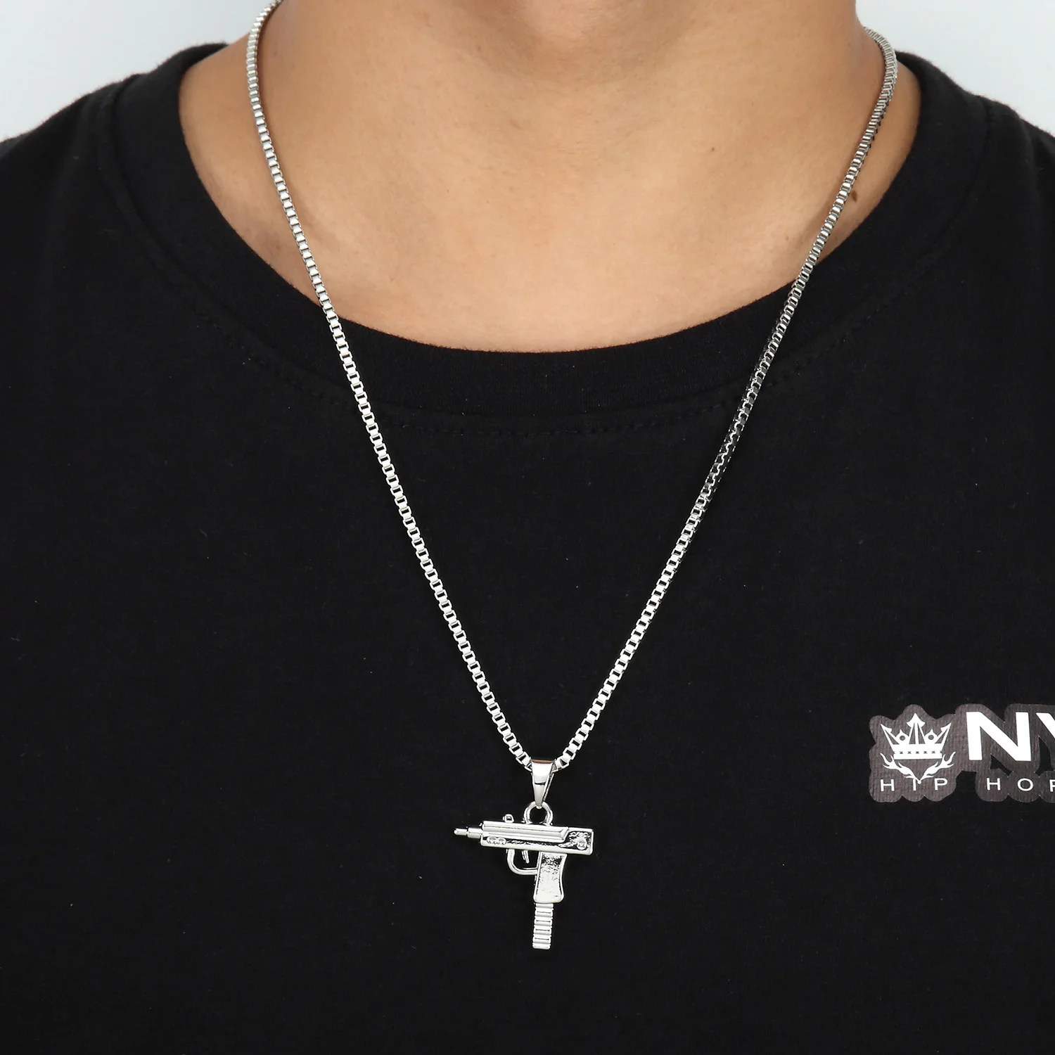 Gold Plated Pistol Uzi Gun Pendants Necklaces - Buy Punk Style Hiphop ...