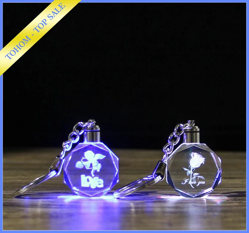 Best Selling 3d Laser Engraving Crystal Glass Keychain