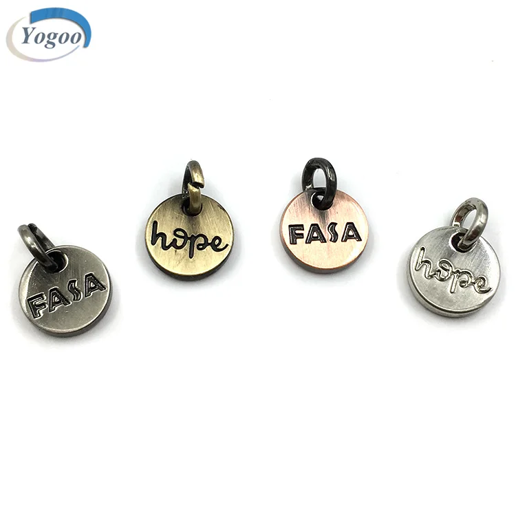 Different Colors Round Custom Made Charms Engraved Logo Metal Jewelry ...