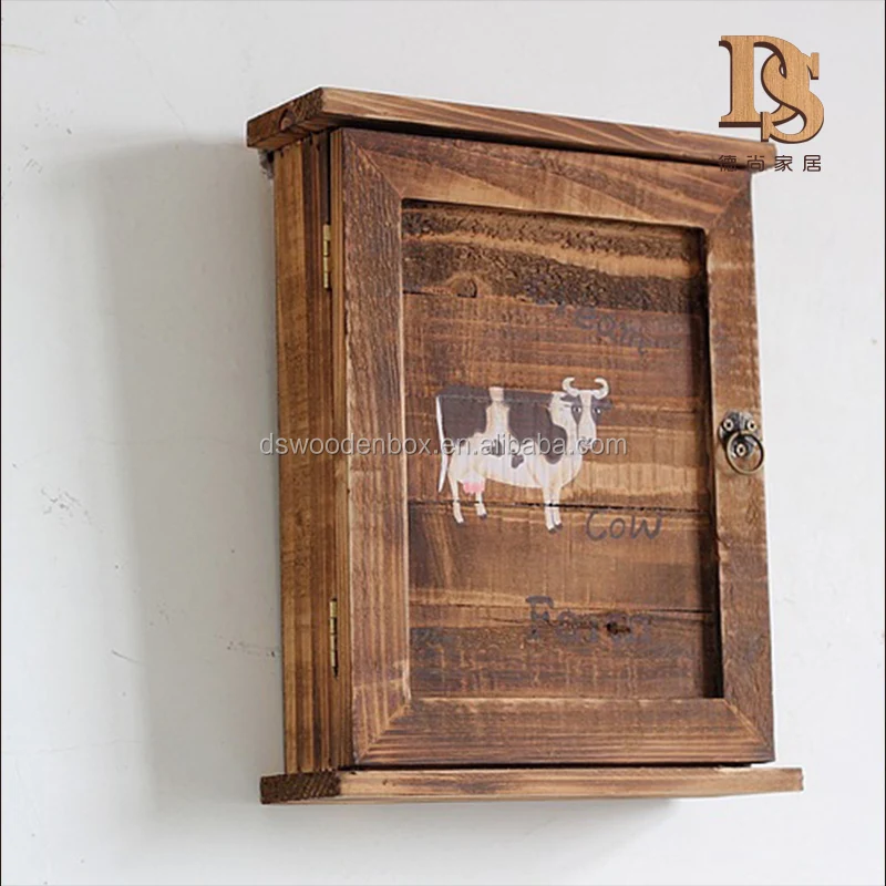 Retro Vintage Wood Key Box Home Decor Wall Mount Storage Key Hanging ...