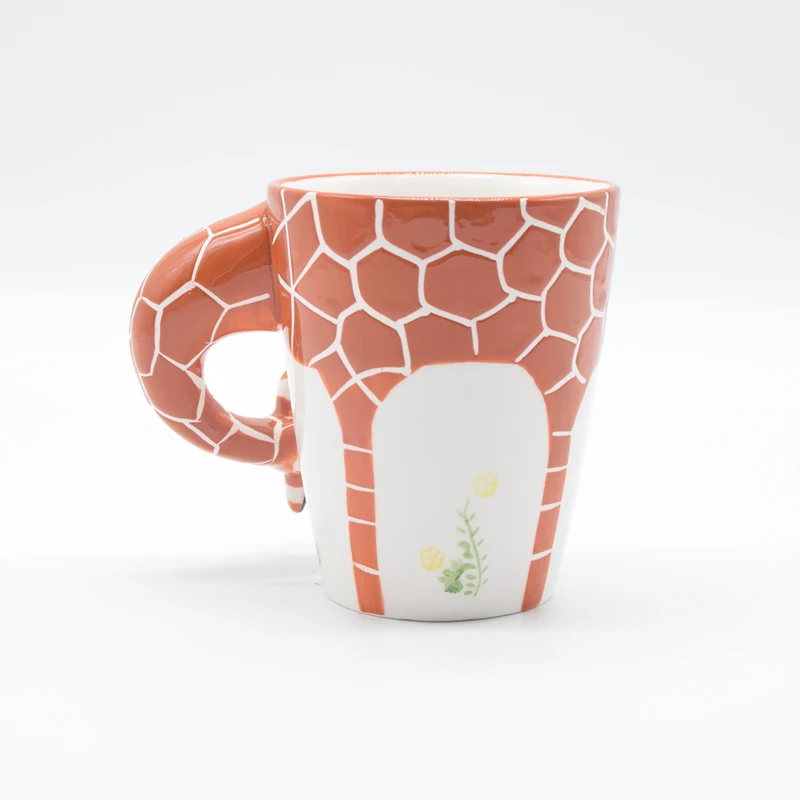 Ceramic Porcelain Mugs - Customizable Giraffe Shaped Cups