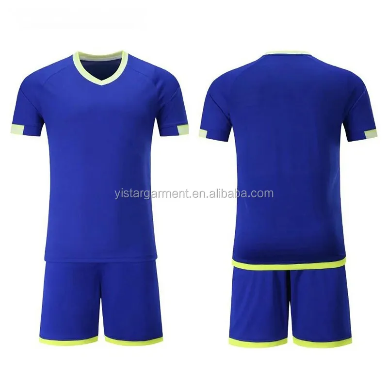 Wholesale Factory Price 100% Polyester Blue Football Kits Full Set ...
