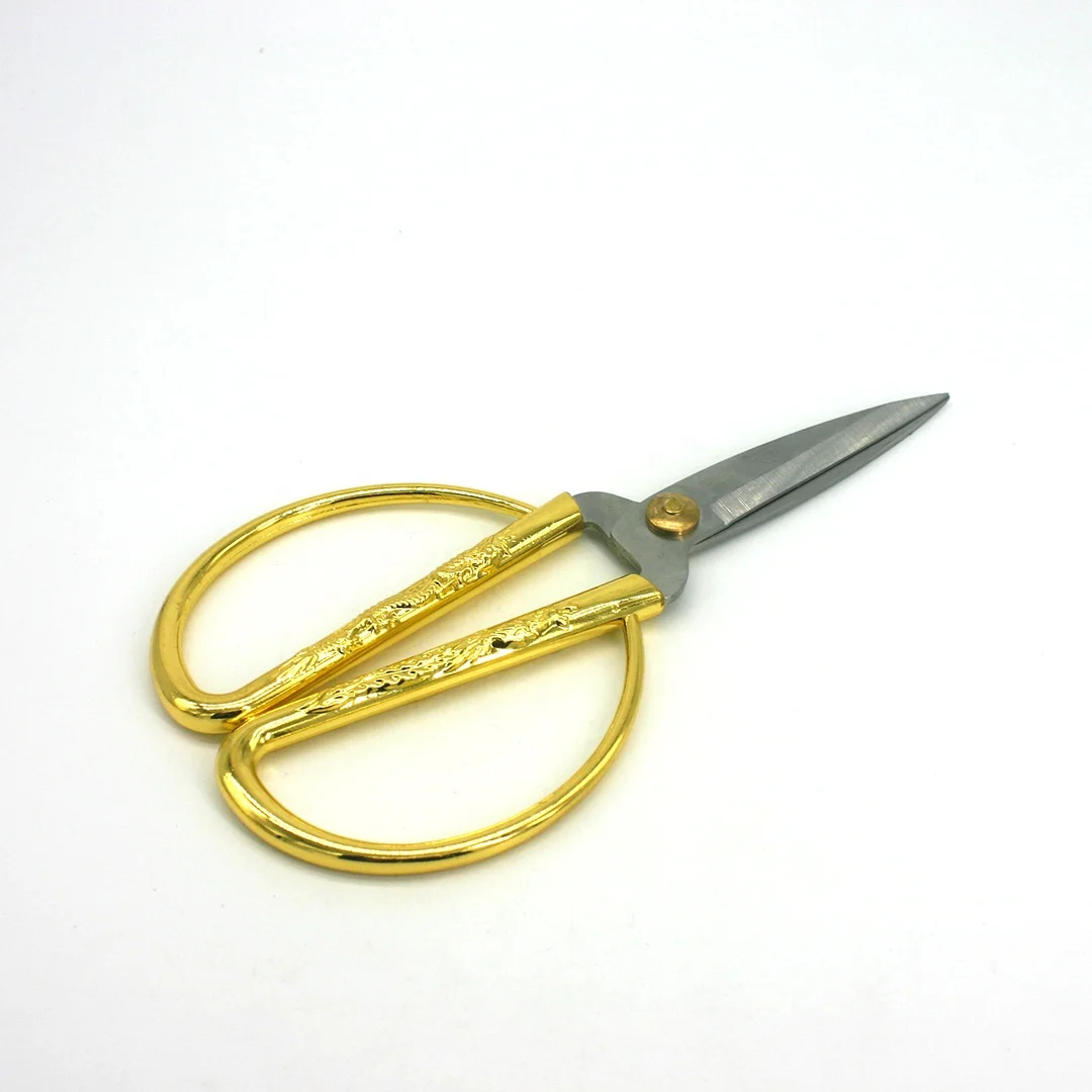 17cm Golden Stainless Steel Scissors With Dragon And Phoenix Design ...