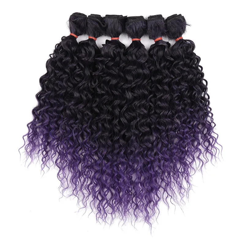 Jerry Curl Purple Synthetic Hair Weave 14" 16" 18" Ombre Kinky Curly ...