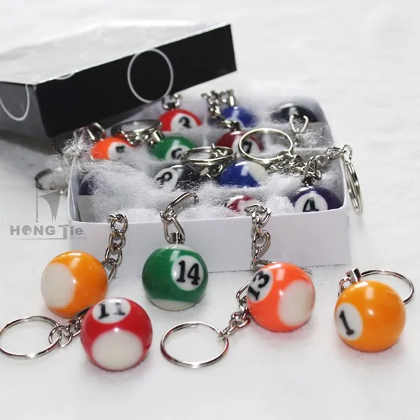 Pool Ball Keychain Billiard Keychain Keyring Resin Snooker Ball ...