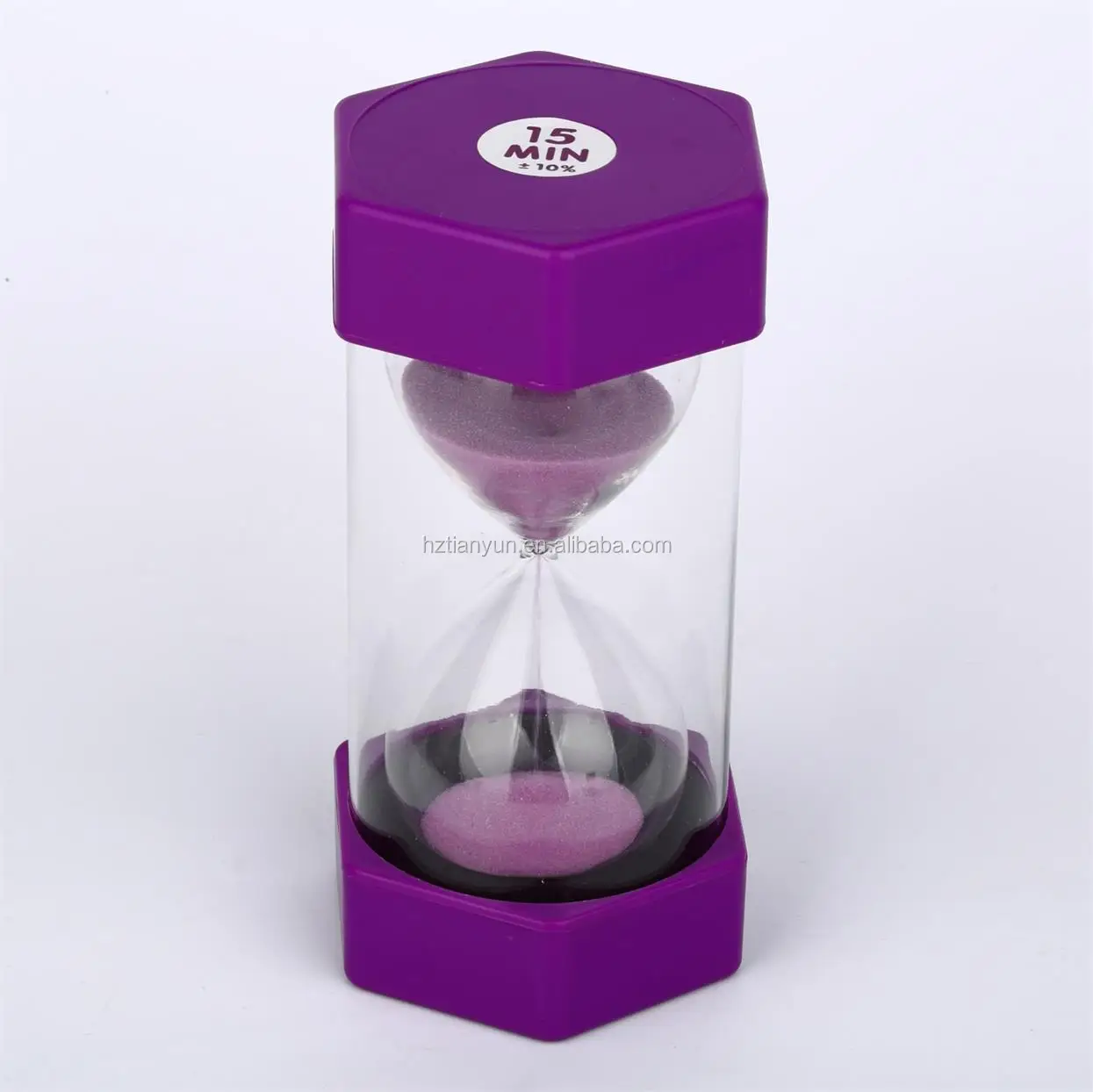 Customized 3min/5min Purple Hexagon Plastic Hourglass For Gift Sand ...