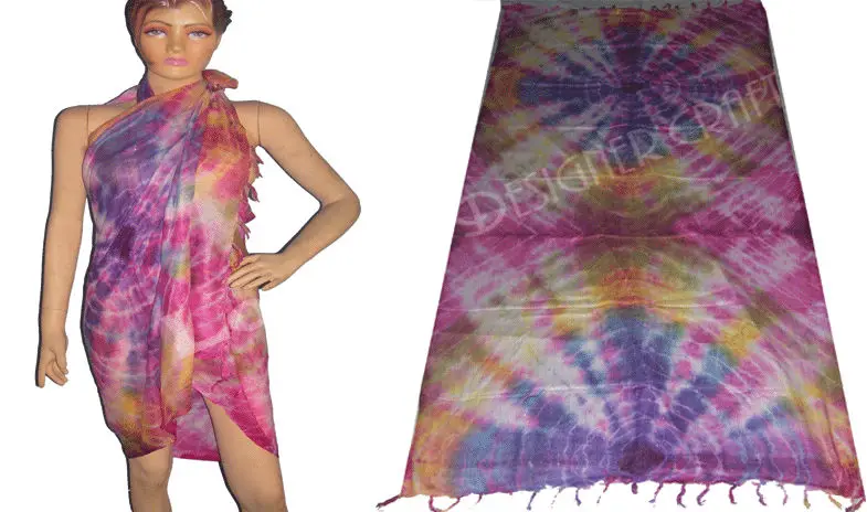 Tie Dye Multicolor Rayon Pareo - Buy Beach Pareo,Pattern Beach Wear ...