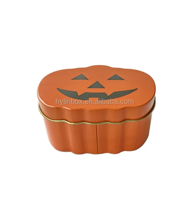 Halloween Holiday Pumpkin Design Gift Tin Box For Candy & Chocolate ...