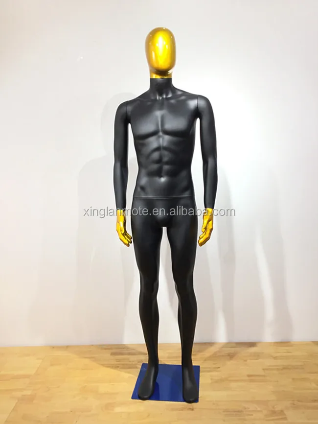 Shop Display Matte Black Full Body Muscle Male Mannequin With Gold ...