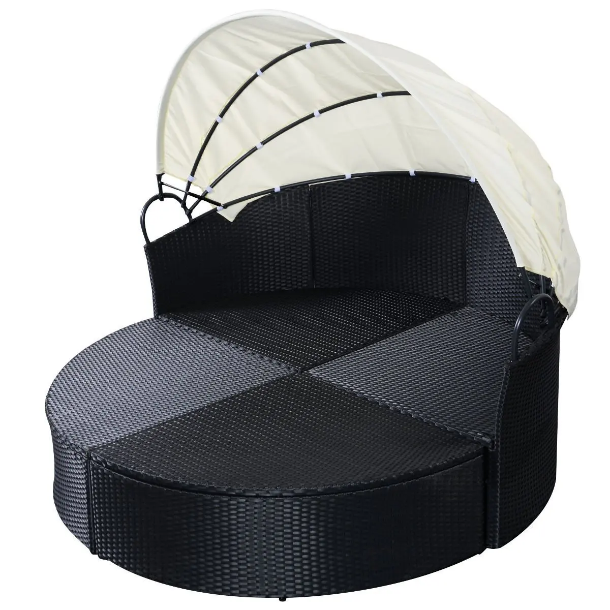 Outdoor Furniture Wicker Rattan With Retractable Canopy Clamshell ...