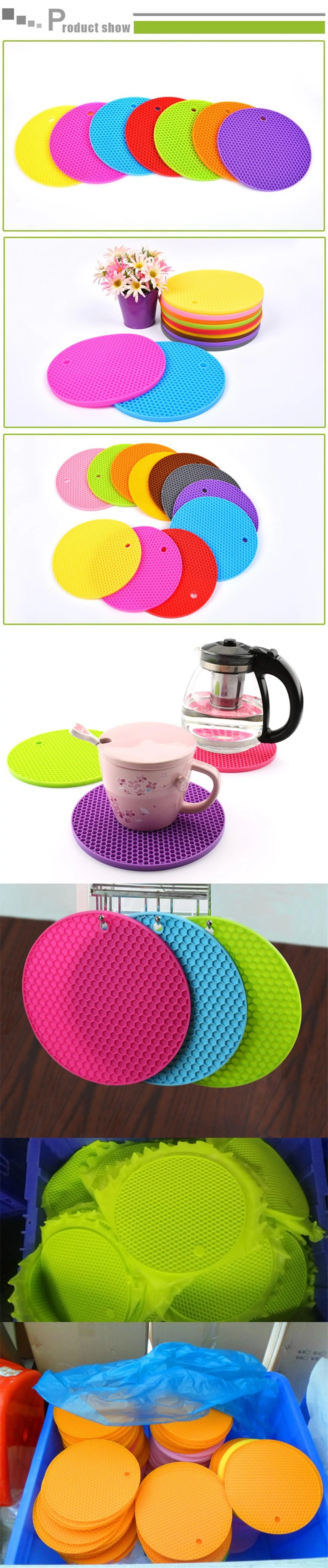 2020 Cute Round Table Mat Silicone Heat Resistant Coasters Cup Rubber ...