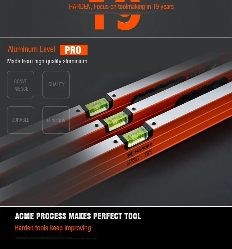 Professional Custom 600 800 1000mm Aluminum Spirit Level With Rubber ...
