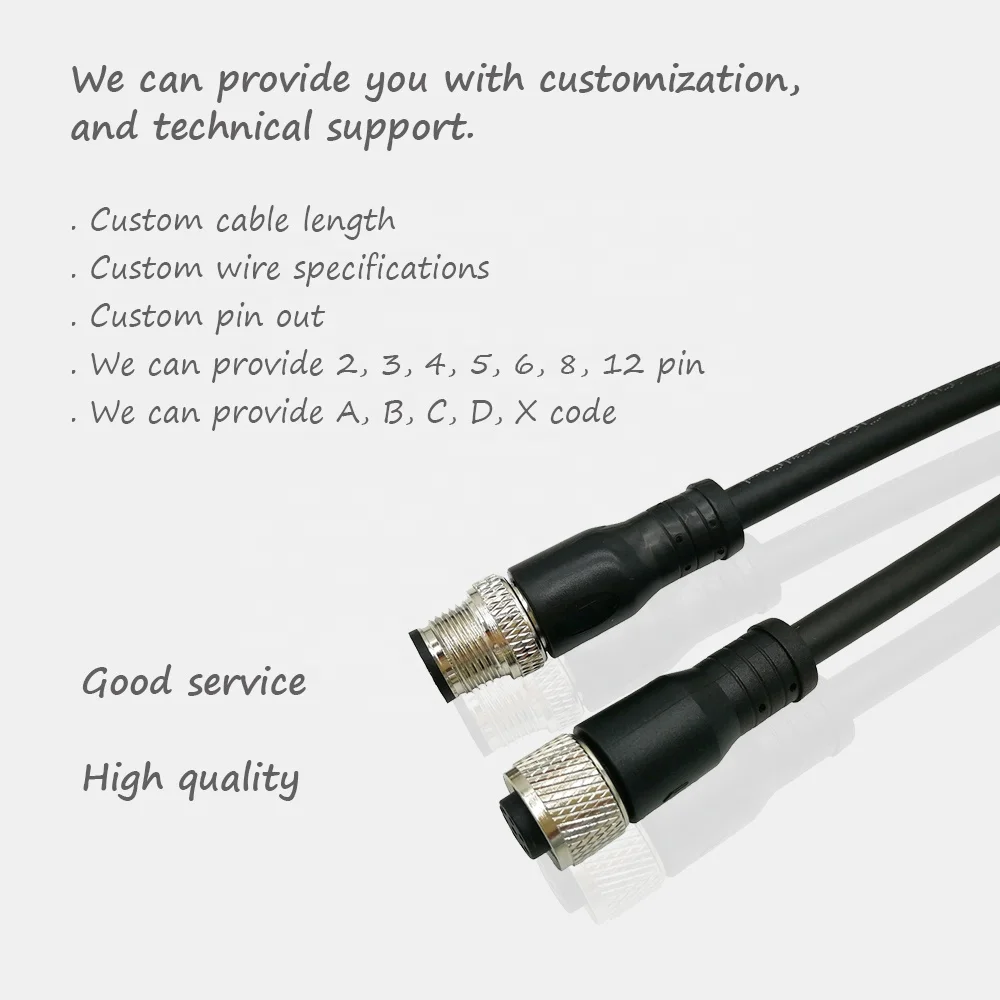 M12 8Pin cable male to female connector M12 code X sensor cable ...