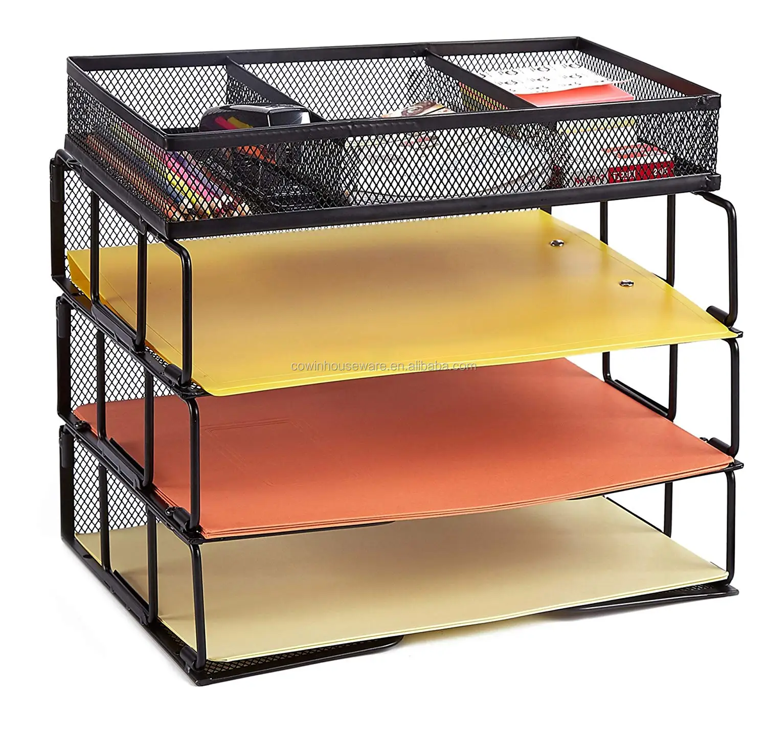 Desktop Organizer,Including 3 Tier Stackable A4 File Trays And 1 Sorter ...