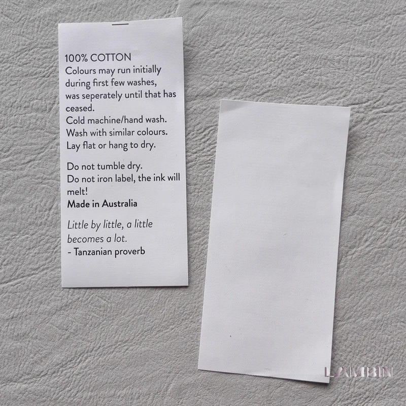 Flexography Non Woven Fabric Care Label For Men Spring And T Shirt ...