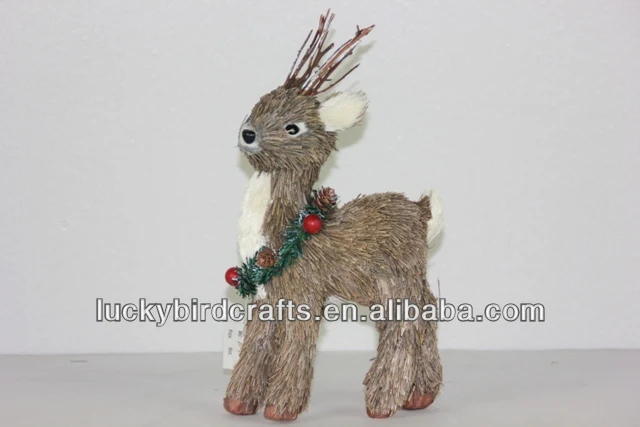 Christmas Straw Deer/reindeer Ornaments With Wreath/straw And Bristle ...