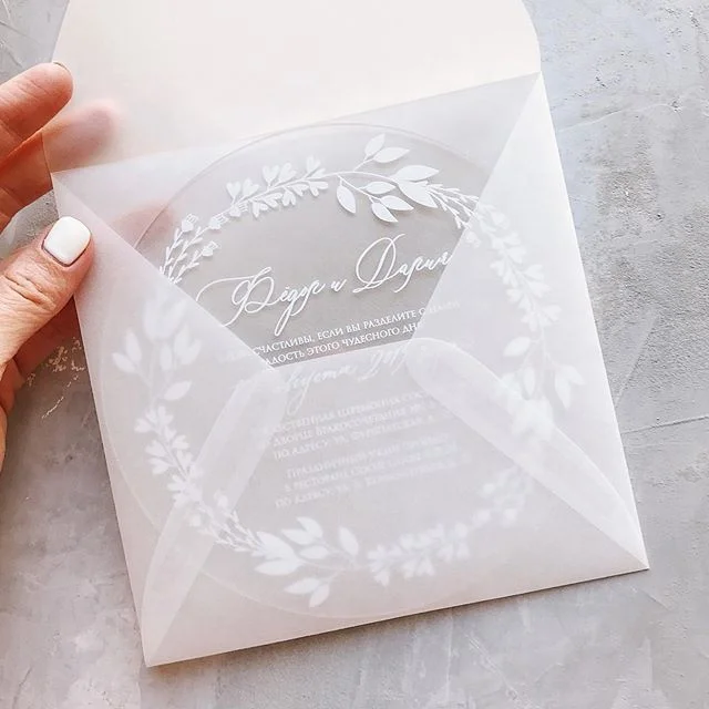 High End Personalized Round Clear Acrylic Wedding Invitations With ...