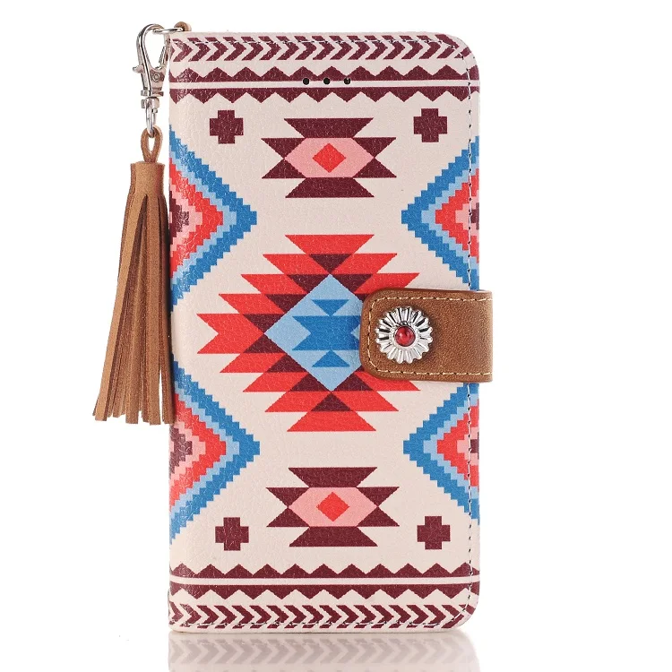 Vintage Flip Full Cover Cell Phone Case Aztec Pattern Tassel Fringe ...