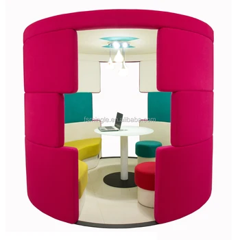 Round Shape Fabric Type Of Office Meeting Booth With Sofa Bench Seating ...