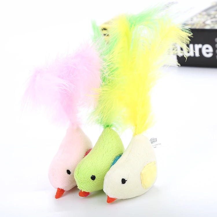 Plush Bird With Feather Cat Toy Pet Products Wholesale In Stock Fast ...
