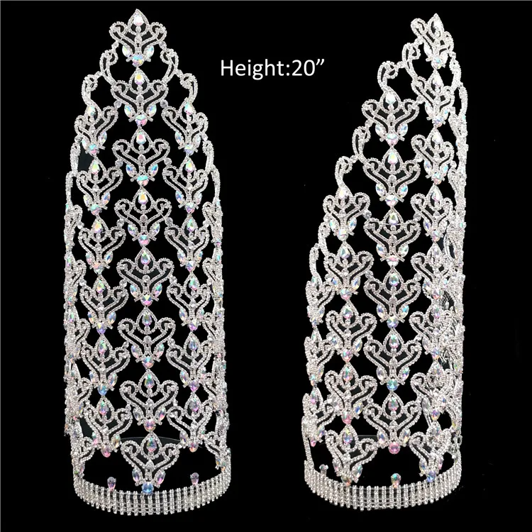 Wholesale 20" Pageant Large Crowns Rhinestone Tall Tiara 30 Inches Big ...