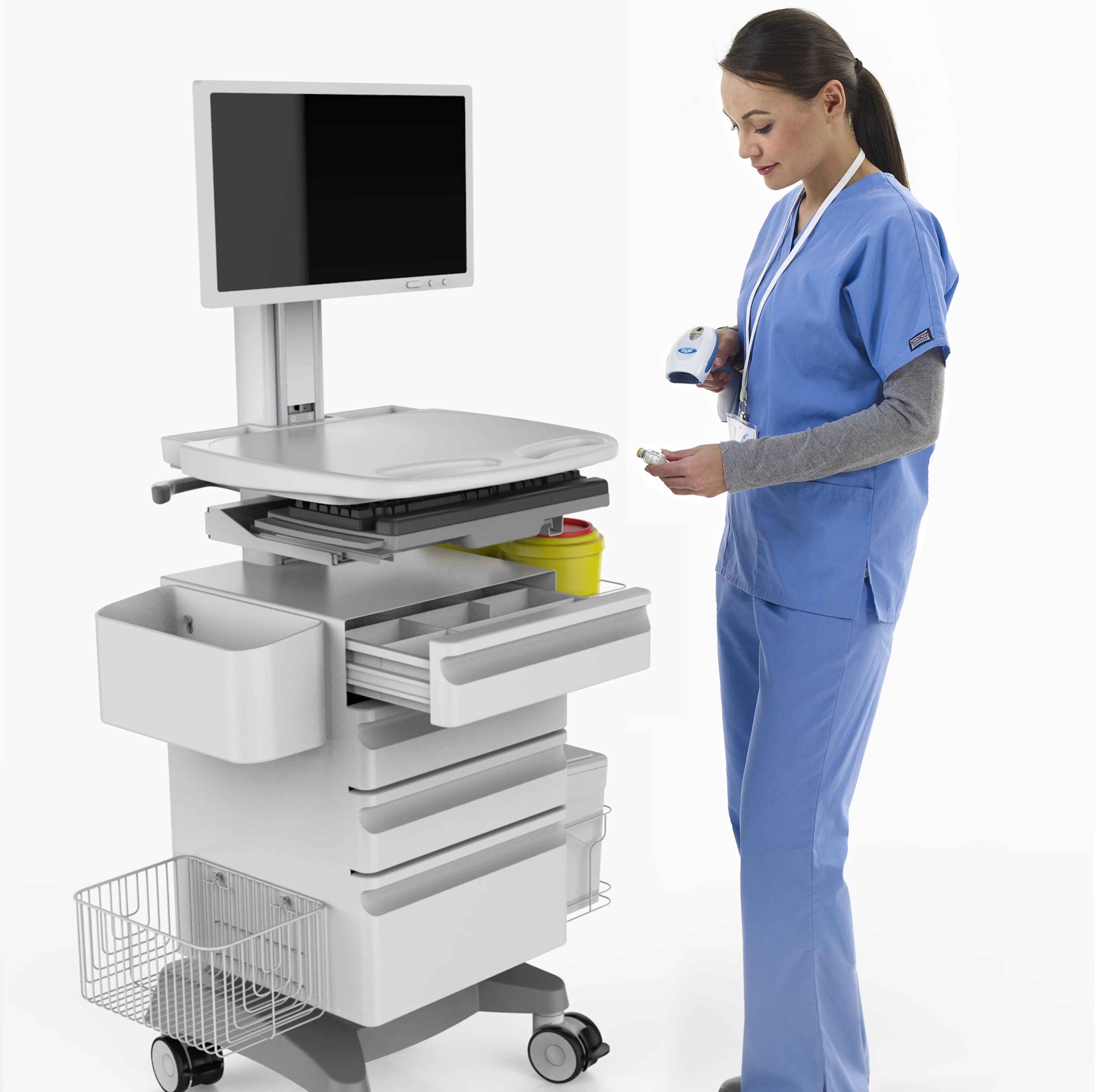 Hospital Printer Trolley Nursing Crash Cart Laptop Medical Equipment ...