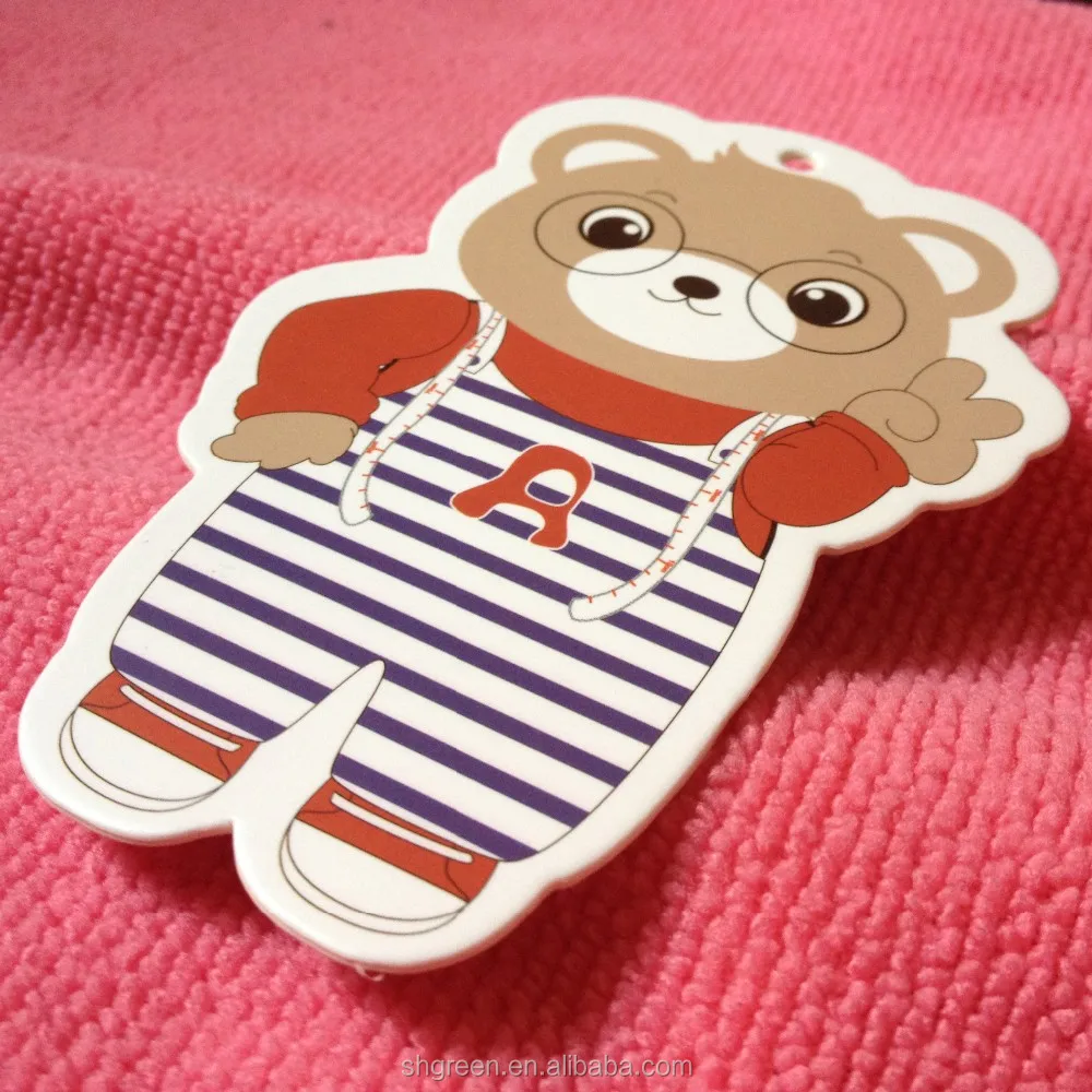 Die-cut Bear Logo Paper Hangtag,Lovely Shape 800gsm Cardboard Tag For ...