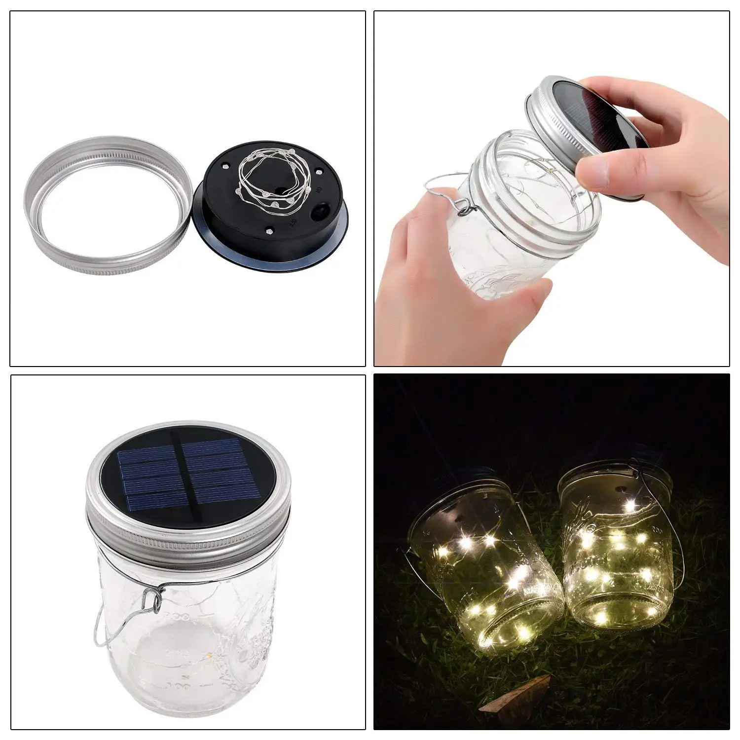 Solar Mason Jar Fairy String Light Night Light Wedding Decor 1m 10 Leds ...